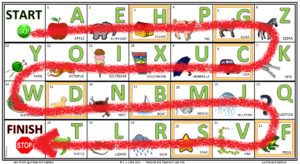 Free ABC Rhyming Snakes and Ladders Preschool Game